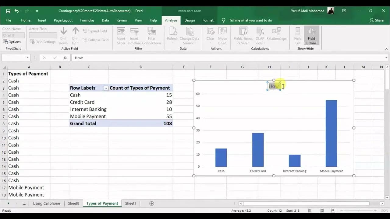 How to Visualize Qualitative Data in Bar Chart, Using Microsoft Excel (Somali Language) - YouTube