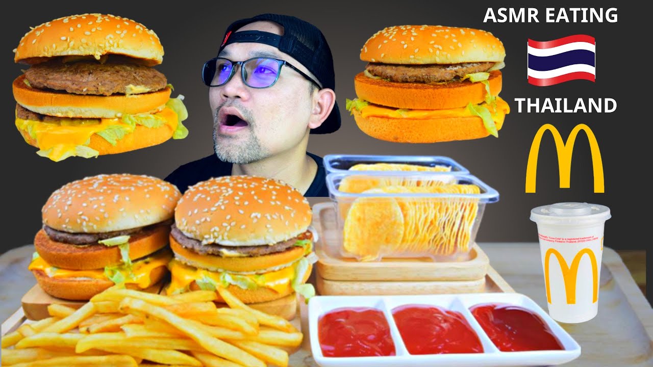 ASMR Mukbang ,McDonald's Burger Big Max🍔 French Fries 🍗 Cheese Stick ...