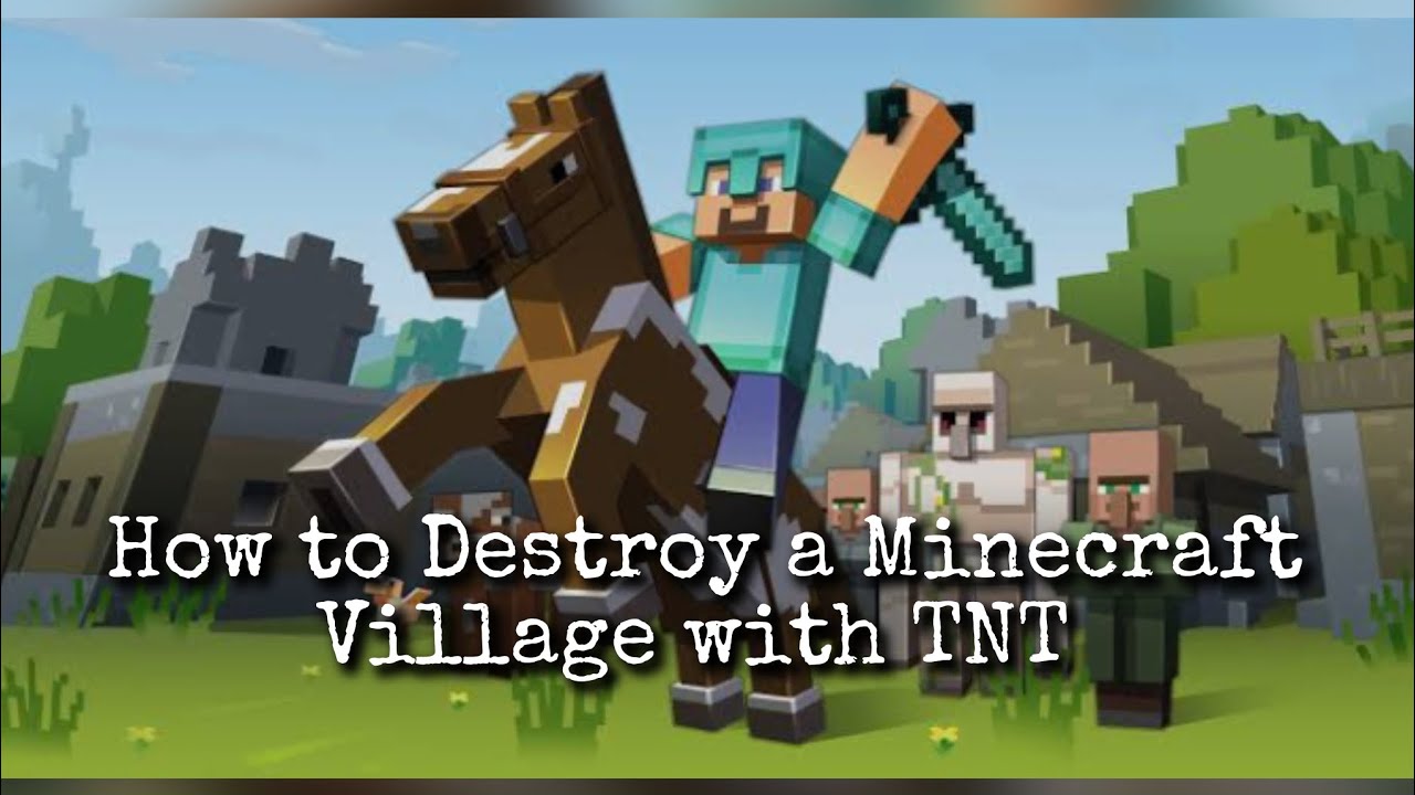 Destroying an entire minecraft village with TNT - YouTube