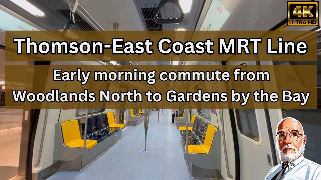 Thomson–East Coast MRT line (TEL), full length early morning commute ...