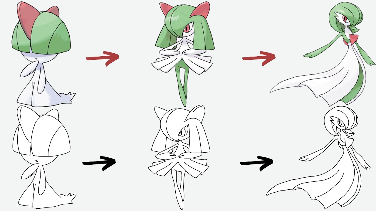 Cómo dibujar RALTS KIRLIA Y GARDEVOIR POKEMON | Pokemon Evolution - YouTube