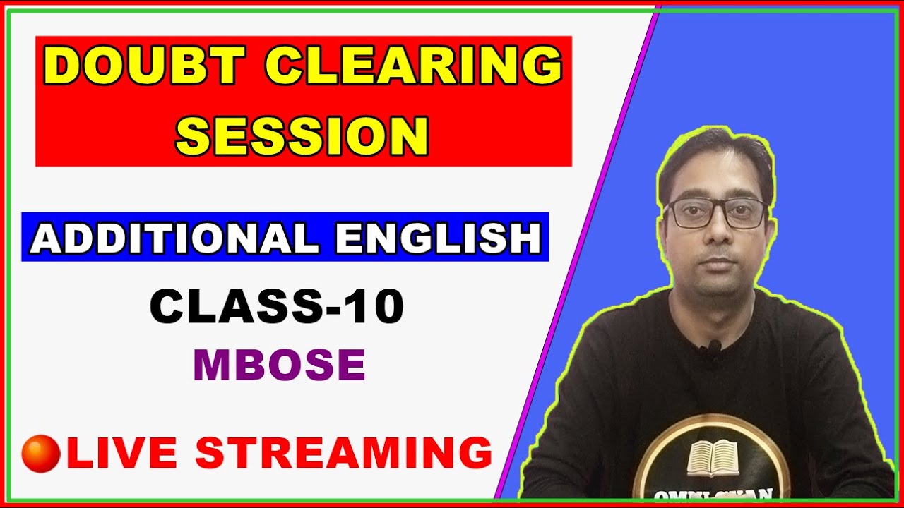 DOUBT CLEARING SESSION FOR SSLC-2023 || Additional English || Class-10 || MBOSE - YouTube