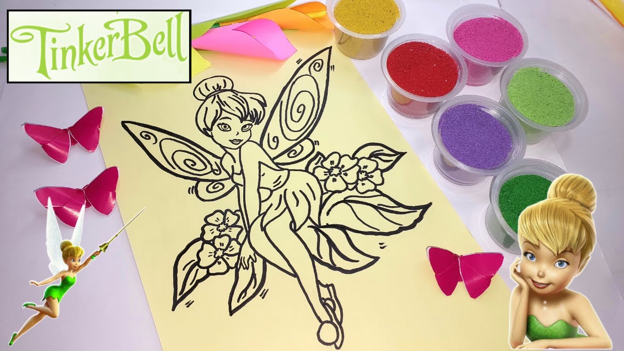 Mewarnai Tinkerbell Dengan Pasir Warna | Coloring Painting Tinkerbell ...