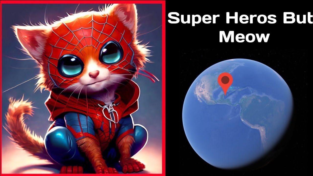 Super Heroes But Meow In Real Life on Google Earth! marvel & DC - YouTube