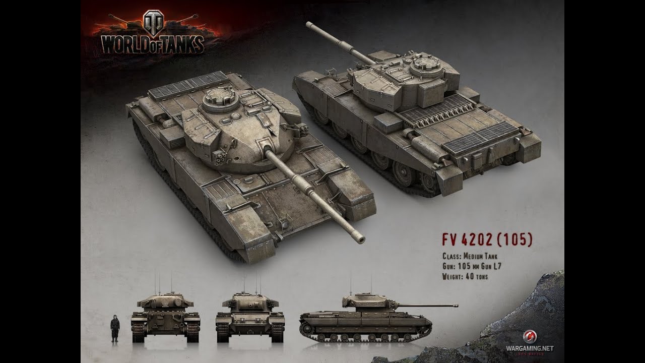 Обзор топового среднего танка Британии FV4202. - YouTube