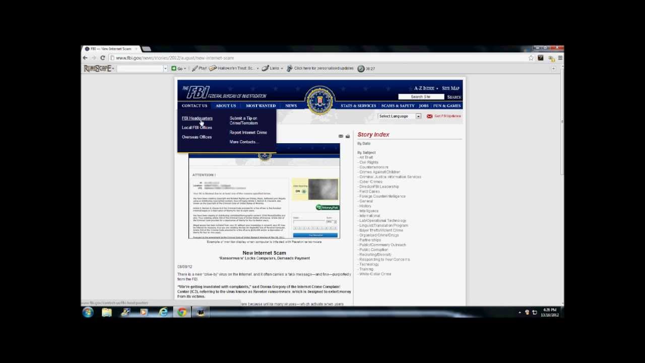 FBI Warning Virus/Malware (RansomWare/Scam Virus) - YouTube