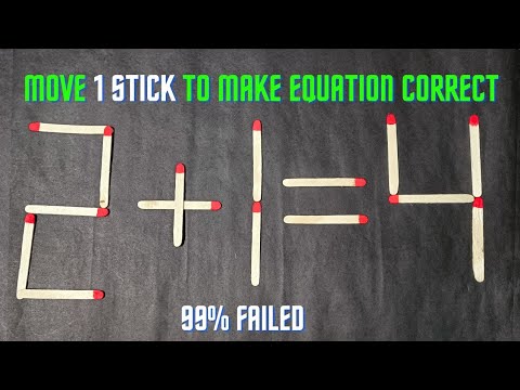 Can You Solve This | Move only 1 Stick To Make Equation Correct ...
