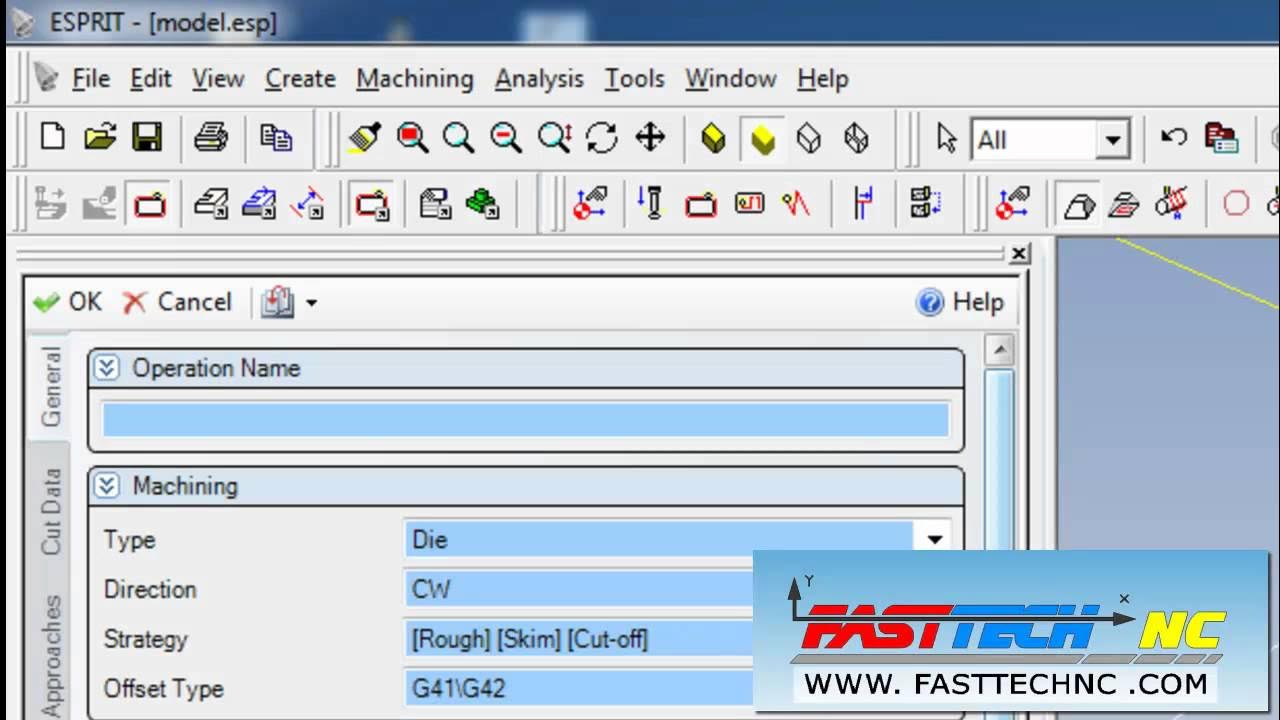 @โปรแกรมESPRIT 2012 CAM Wirecut EDM 4AXIS 2AXIS CIMATRONE11 - YouTube