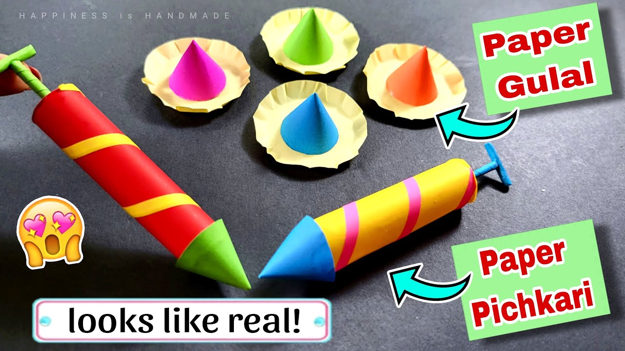 Holi Craft Ideas with Paper | How to make Paper Pichkari | Holi ...