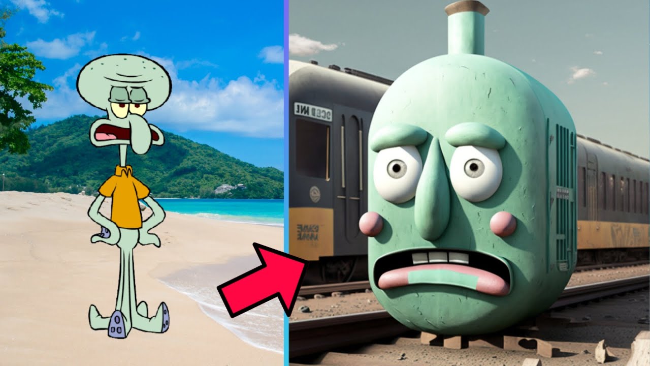 SPONGEBOB but TRAIN 🔥 Patrick star, Squidward, Mr. Krabs, Sandy Cheeks ...