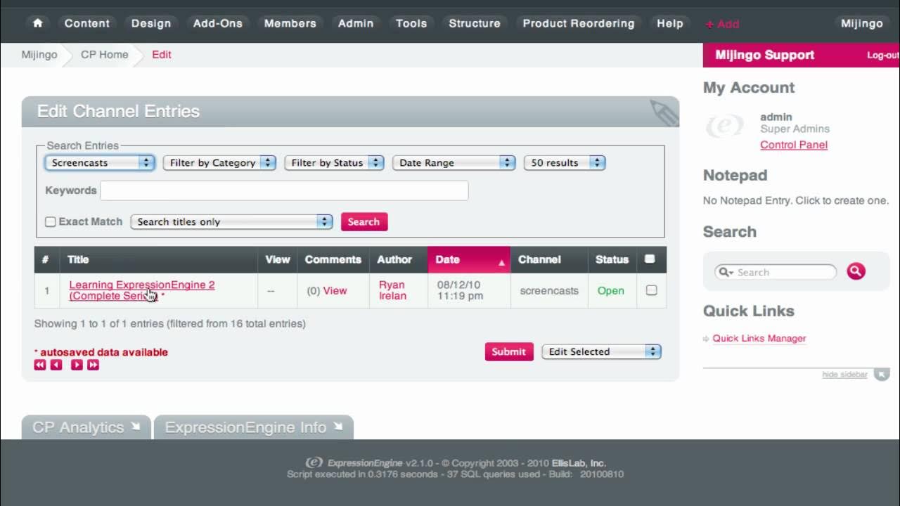 Moving Entries Between Channels in ExpressionEngine 2 - YouTube