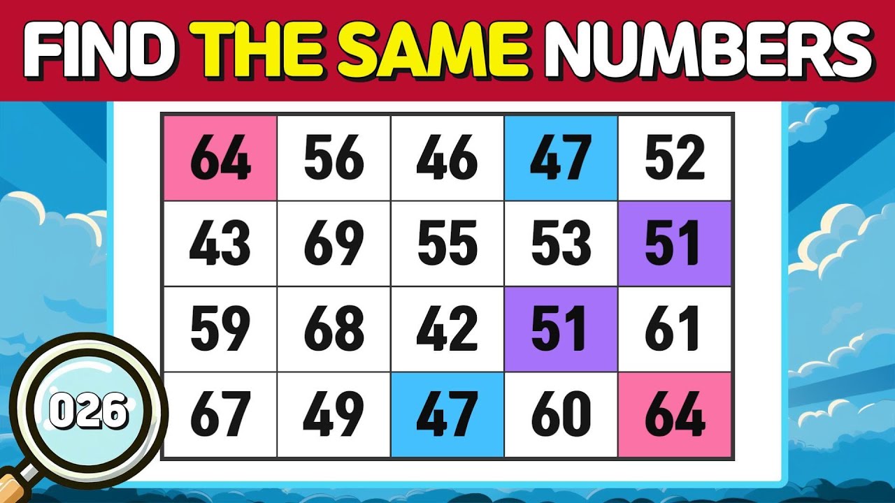 🔎Find the same numbers #026 - YouTube