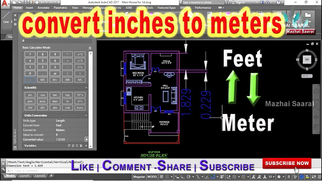 How To Convert Drawings From Inches To Meters Feet To Meters Using Scale Factors Command How To Convert Drawings From Inches To Meters Feet To Meters Using Scale Factors Command