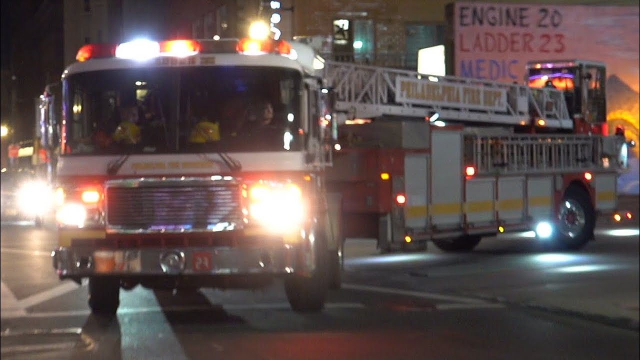 Philadelphia Fire Department Engine 20 & Ladder 23 Responding - YouTube