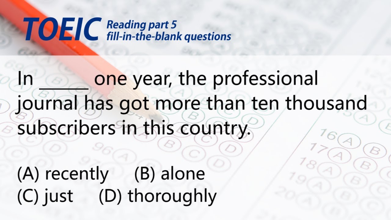 #397 TOEIC リーディングセクション PART5 穴埋め練習問題 - YouTube
