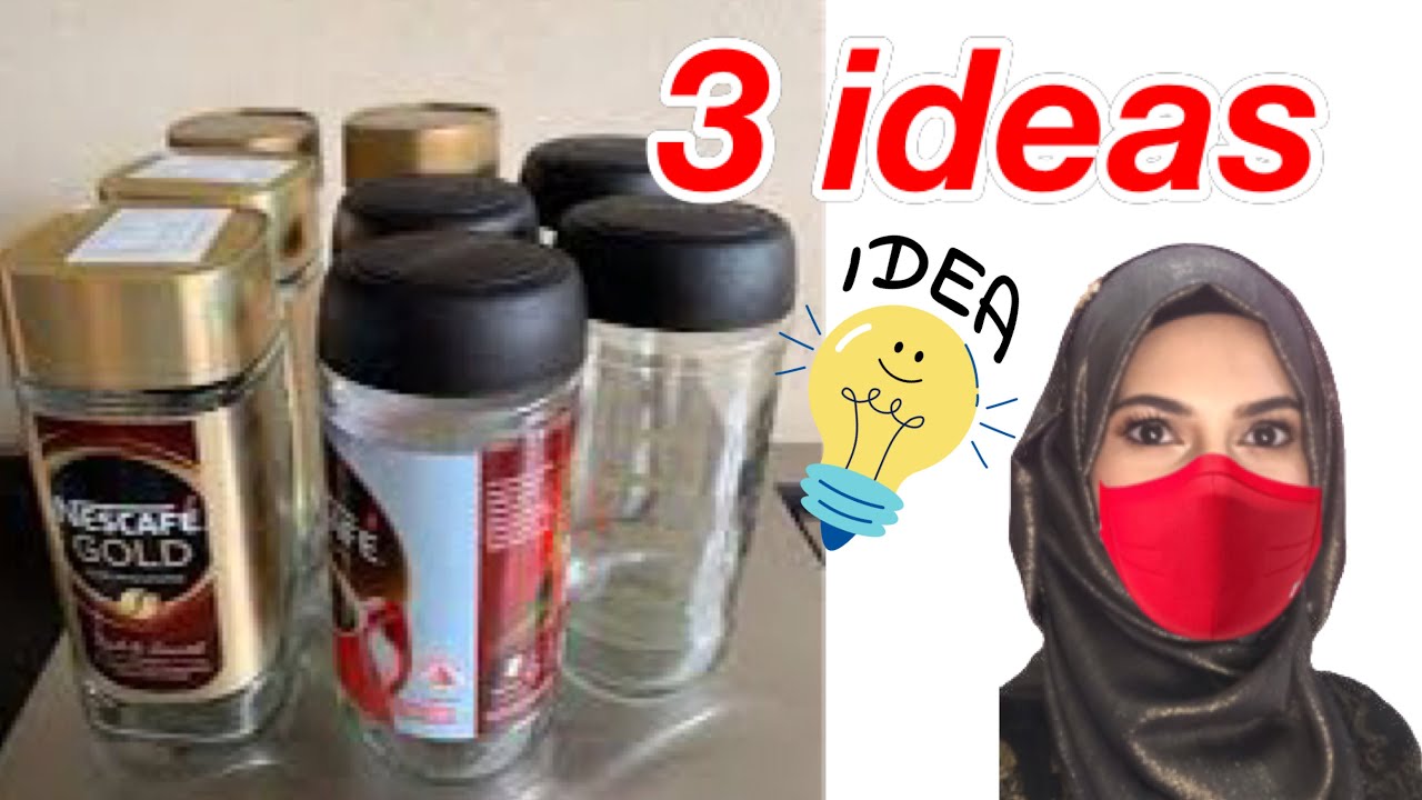 3 ideas empty glass jar/bottles reuse ideas ||coffee bottle reuse ideas ...