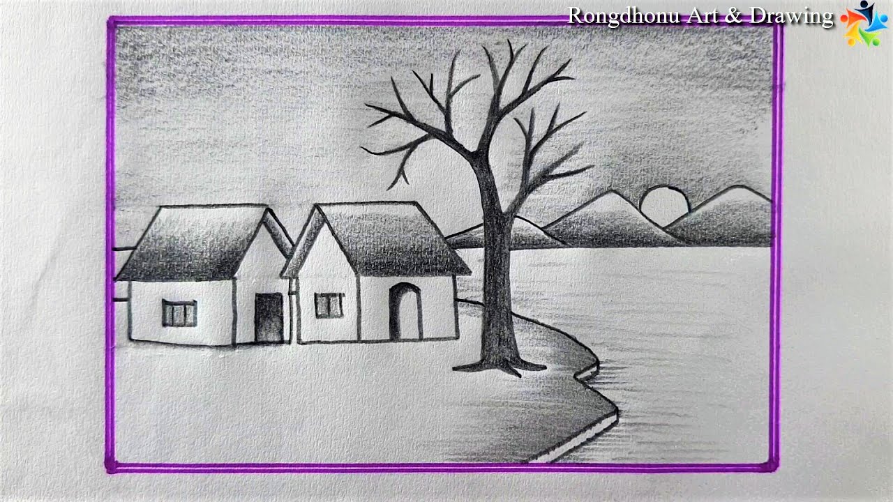 How to draw a Scenery 😍😍Pencil Drawing 💚 Sketch - YouTube