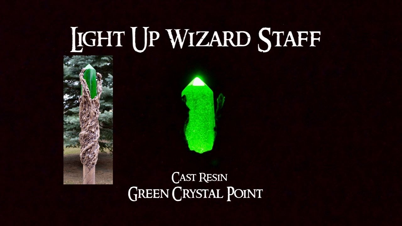 Light Up Cast Resin Green Crystal Point Wizard Staff 03/24:/5 - YouTube