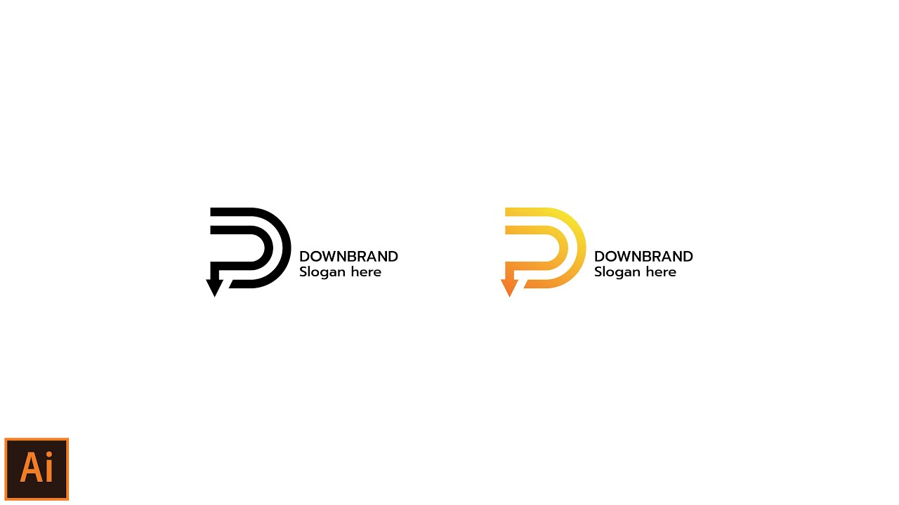 Adobe Illustrator - Tutorial Mendesain Logo : DOWNBRAND - YouTube