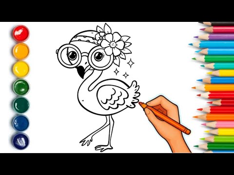 🎨 how to draw CUTE Flamingo / step by step drawing tutorial for kids ...