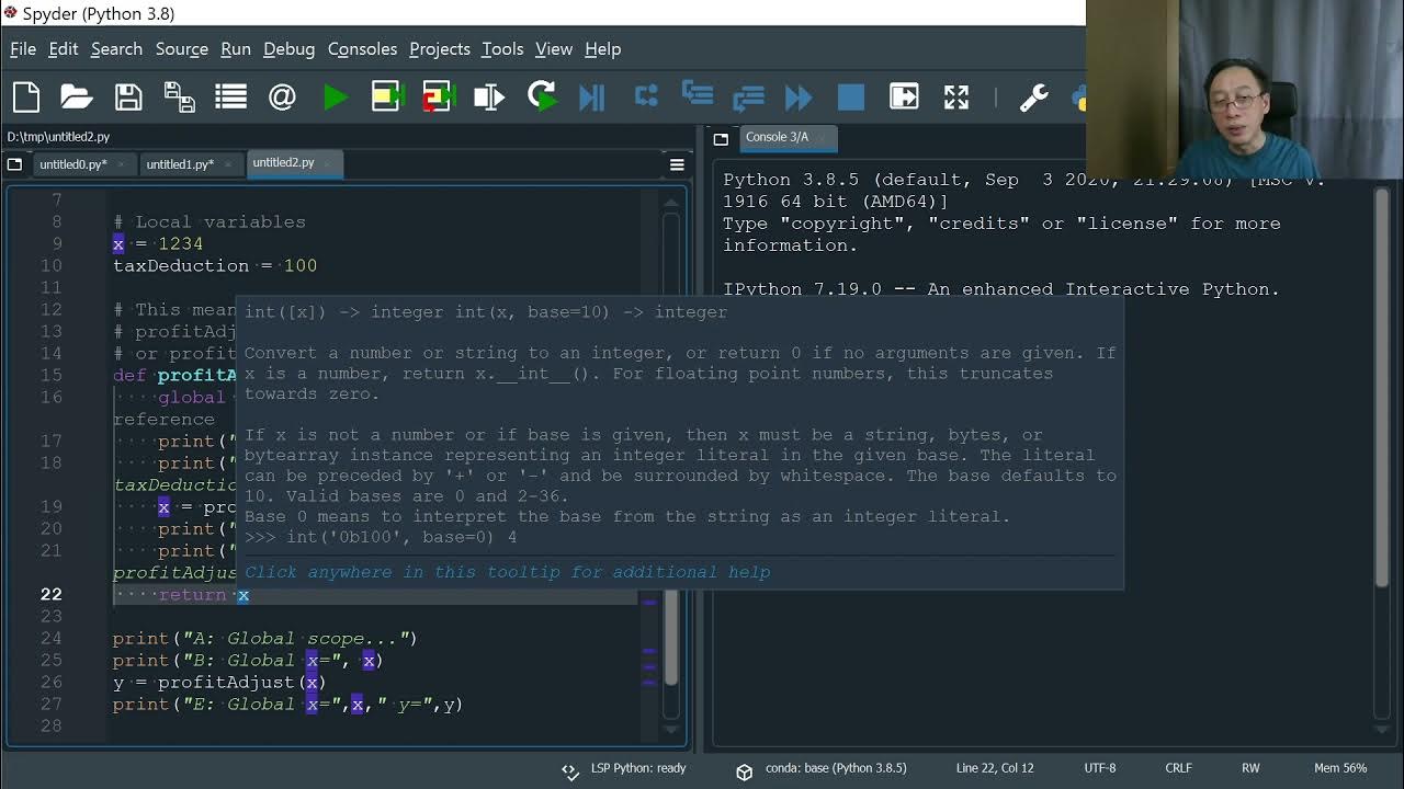 Python Programming -Functions and Lambdas T02 - Local Variables (Part 1/2) - YouTube