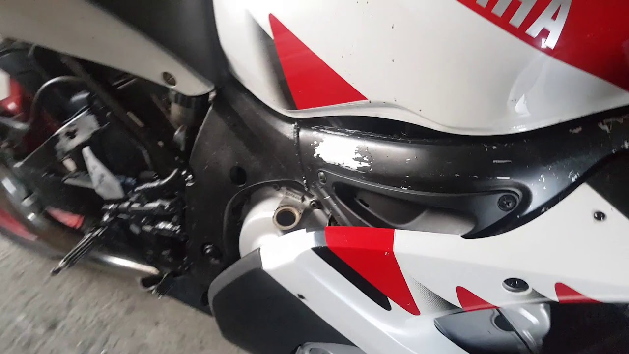 Yamaha r6 5eb with 3 cracked liners - YouTube