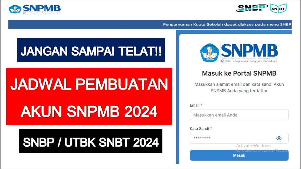 Ingat Jadwal Pembuatan Akun SNPMB 2024 untuk sekolah dan siswa - YouTube