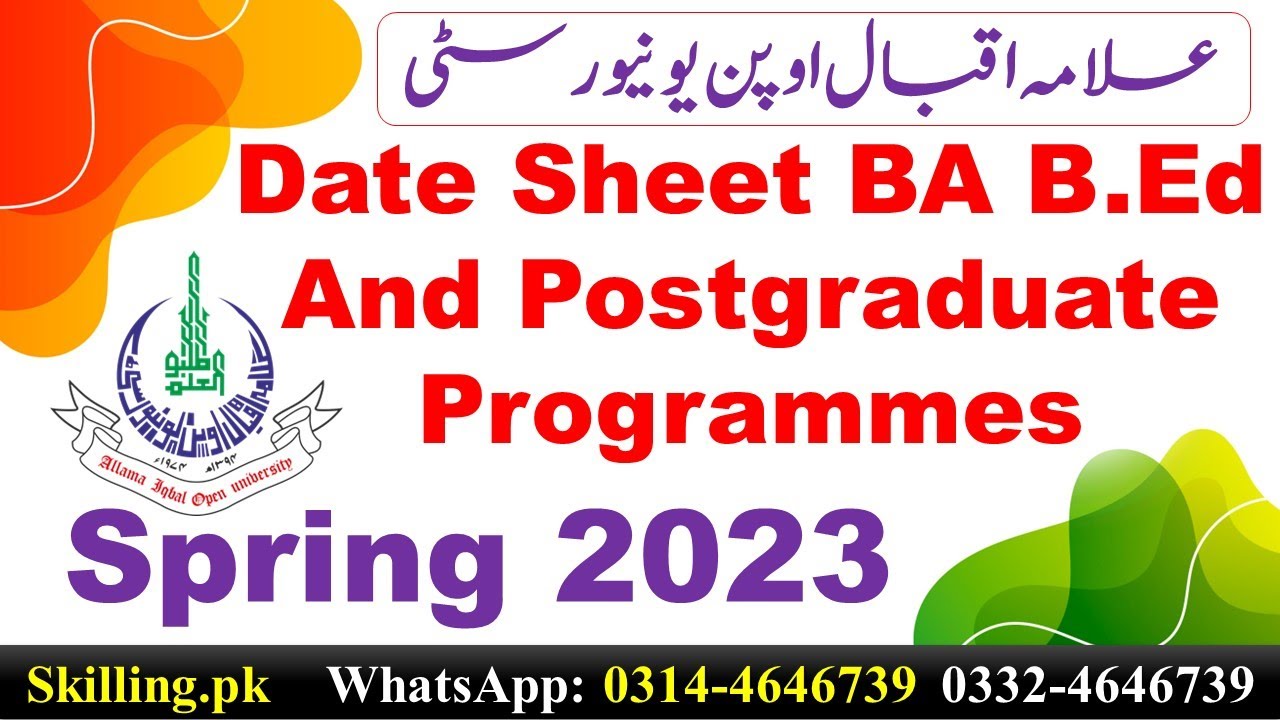 AIOU Date Sheet BA B.Ed And Postgraduate Programmes Spring 2023 - YouTube