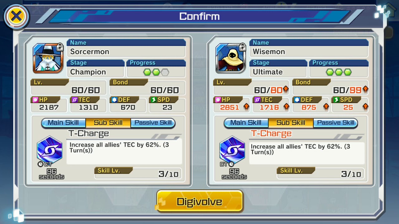 [Digimon ReArise] Training: Digivolution - Sorcermon to Wisemon ...