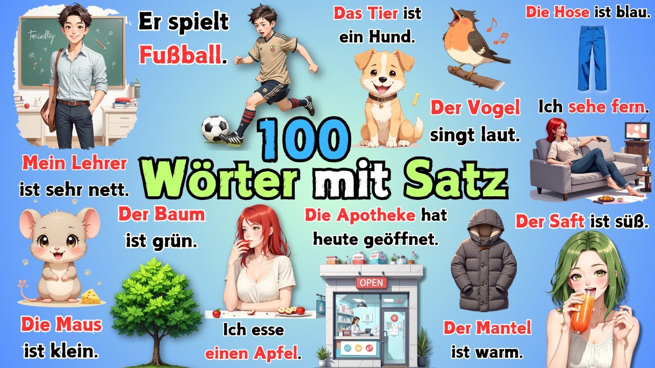 🎯 Sprich Deutsch heute: 100 einfache Wörter & Sätze! 🌟 - YouTube