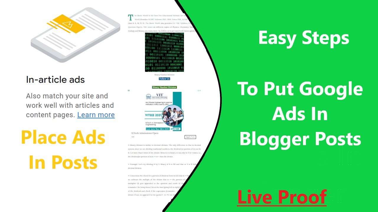 Place Google Ads In Blogger Posts/ in article ads/in page ads blogger ...