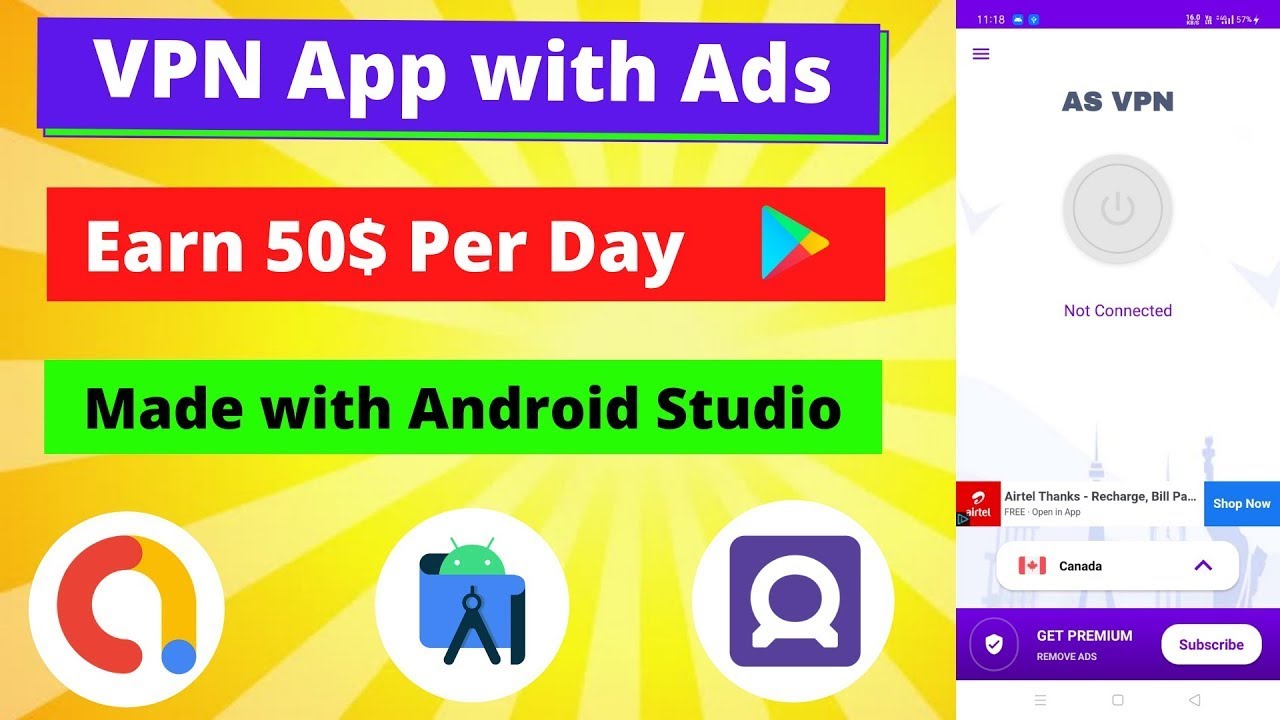 How to Create VPN App in Android Studio || Source Code || Earn Money ...