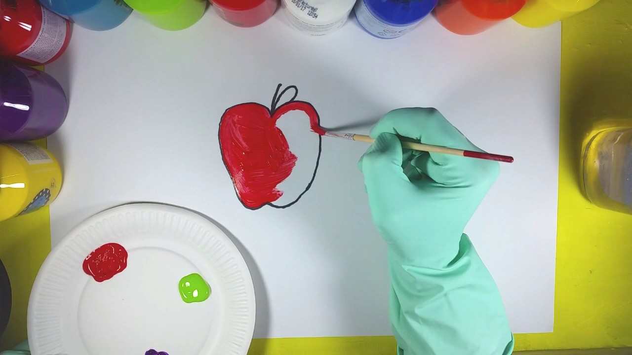 Learn to draw and color an apple - YouTube