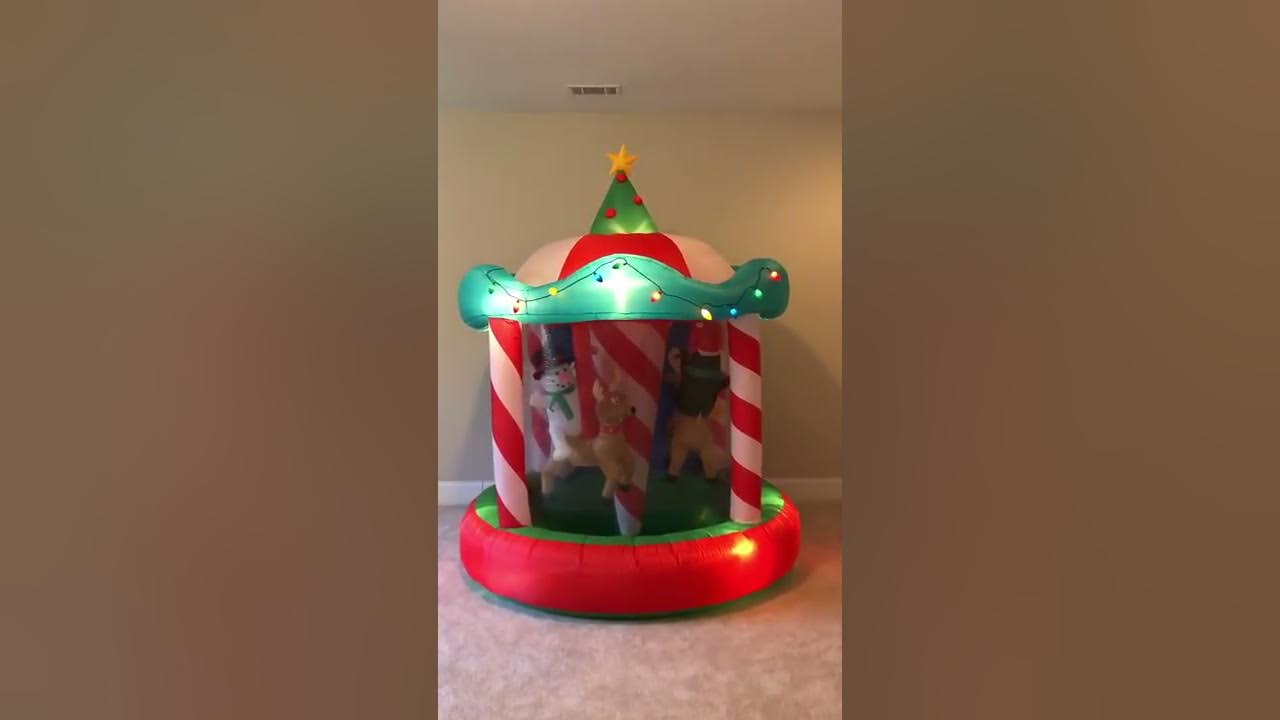 Gemmy Christmas Airblown Inflatable Prototype Carousel Animated Blow Up - YouTube