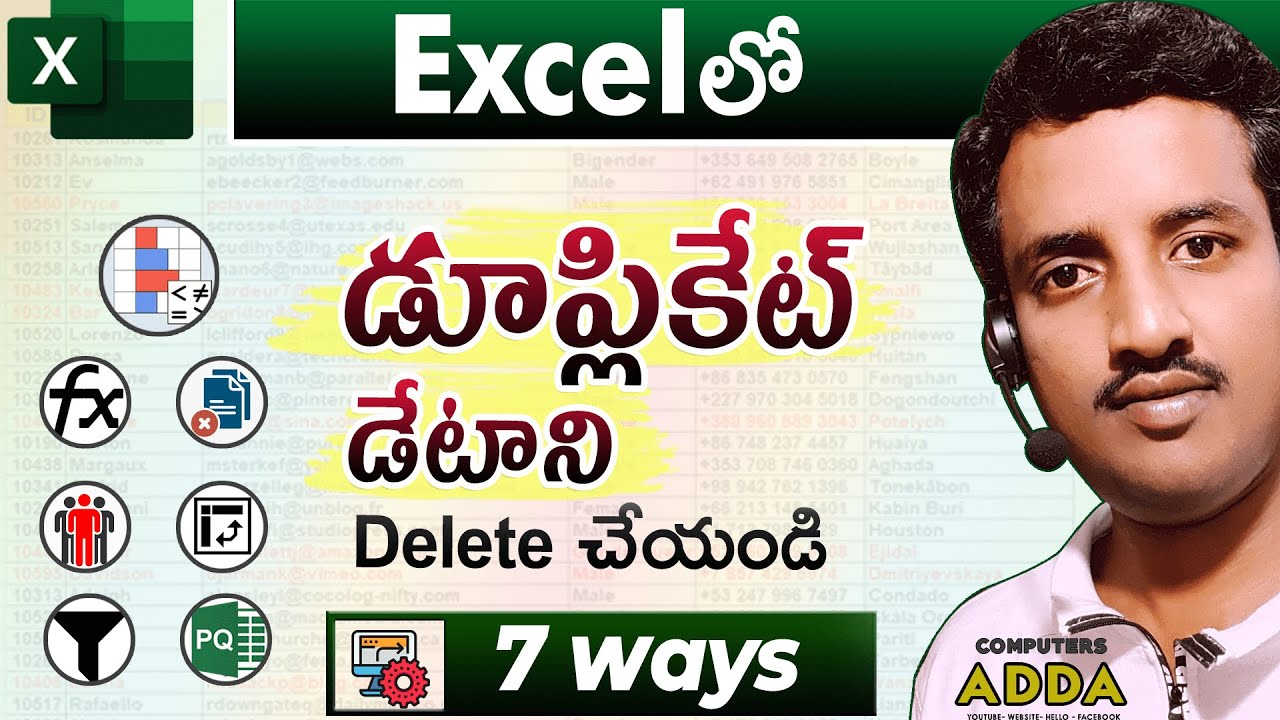Remove Duplicates Data In Excel Telugu 👉 7 Ways Find And Remove Duplicate Data In Excel Telugu