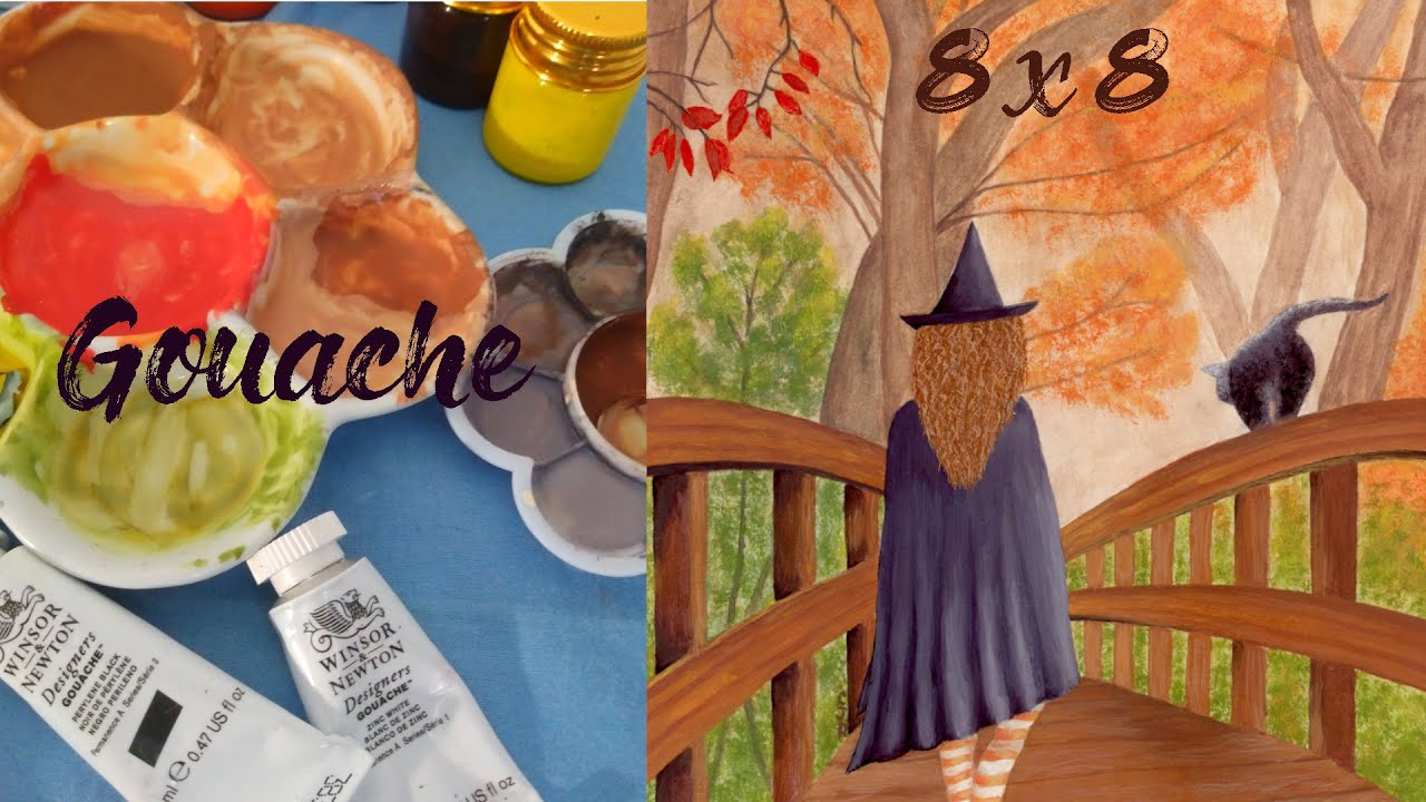 Painting a Autumn Scene With Gouache - Relaxing Art Timelapse - YouTube