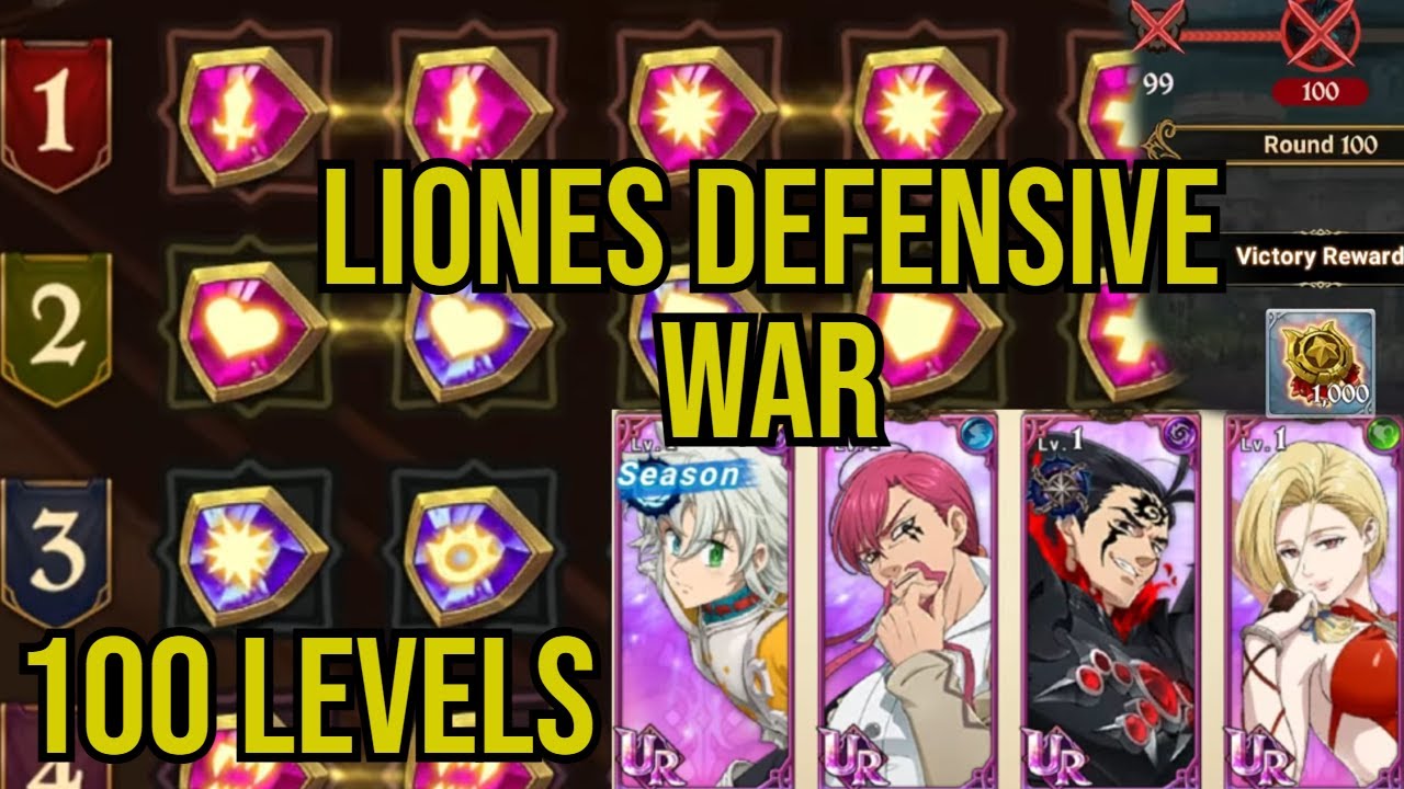 All 100 Levels! Tristan Demon Team Liones Defensive War | Seven Deadly ...