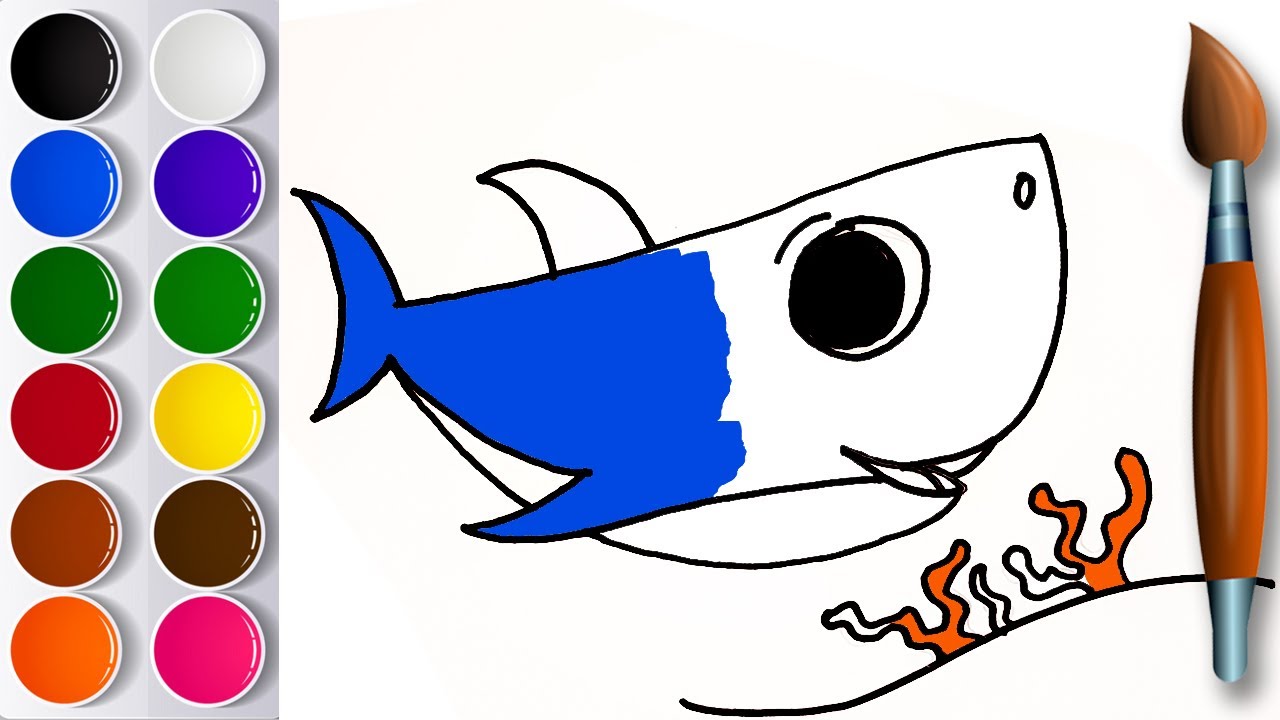 Drawing Baby Shark | How to draw Baby Sharks | Drawing for kids Step By ...