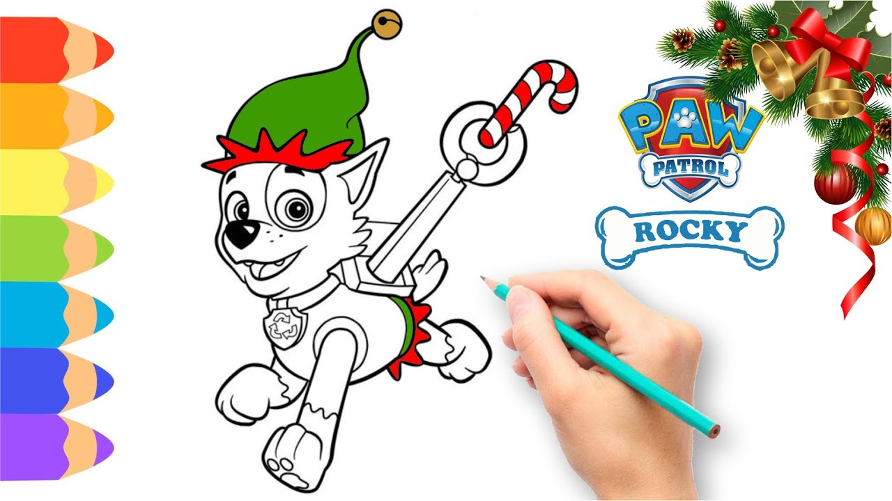 Christmas Special 🎄 Paw Patrol Rocky Drawing 🐾 Paw Patrol Drawing Easy ...