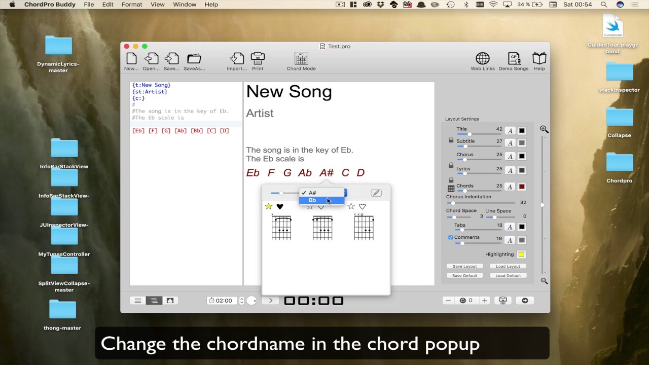ChordPro Buddy - changing chord names - YouTube