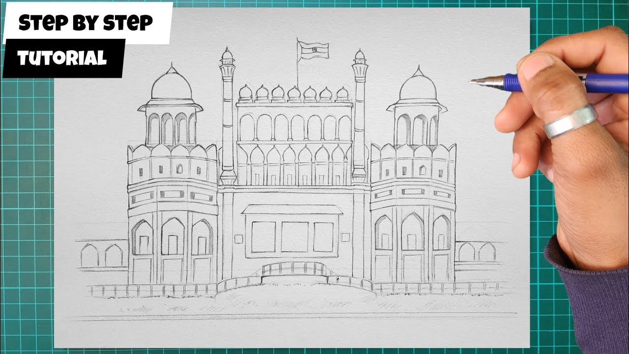 How To Draw Red Fort For Republic Day (Beginners Tutorial) @AjArts03 ...