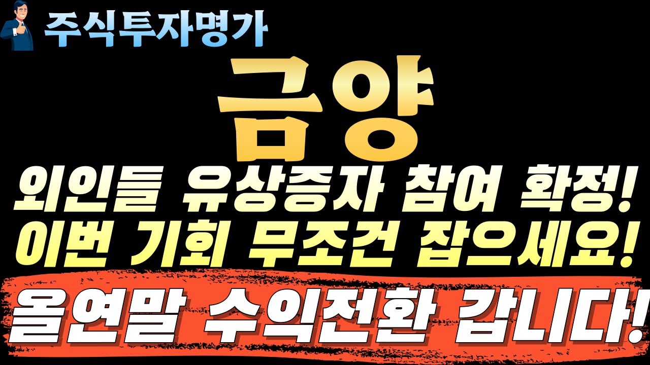 금양 긴급분석 외인들 유상증자 참여 확정 이번 기회 절대 놓치면 안됩니다 올연말 까지 손실금 수익전환 가능한 기회