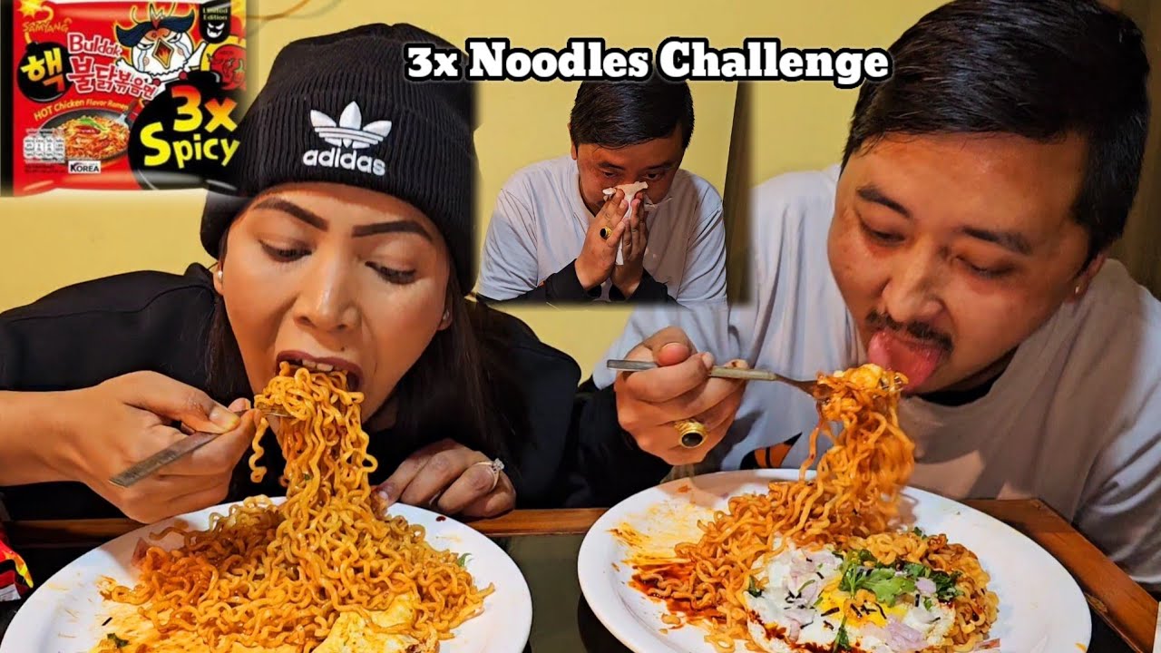3x Spicy Ramen Noodles Challenge 🥵/Bhai Almost Pass Out/Painful Spicy ...