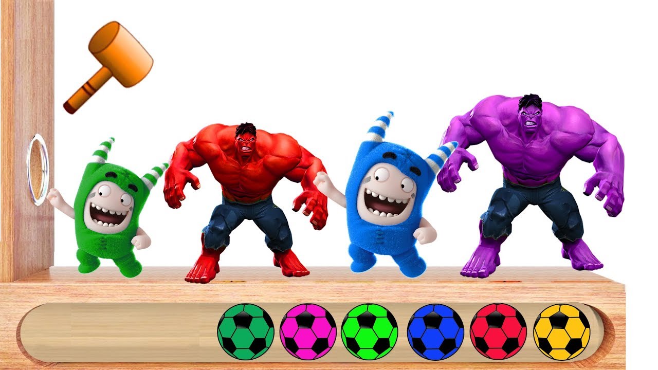 Learn Colors with Oddbods and Hulk Surprise Soccer Balls - Funny Videos ...