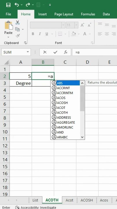 What is ACOTH Function - YouTube