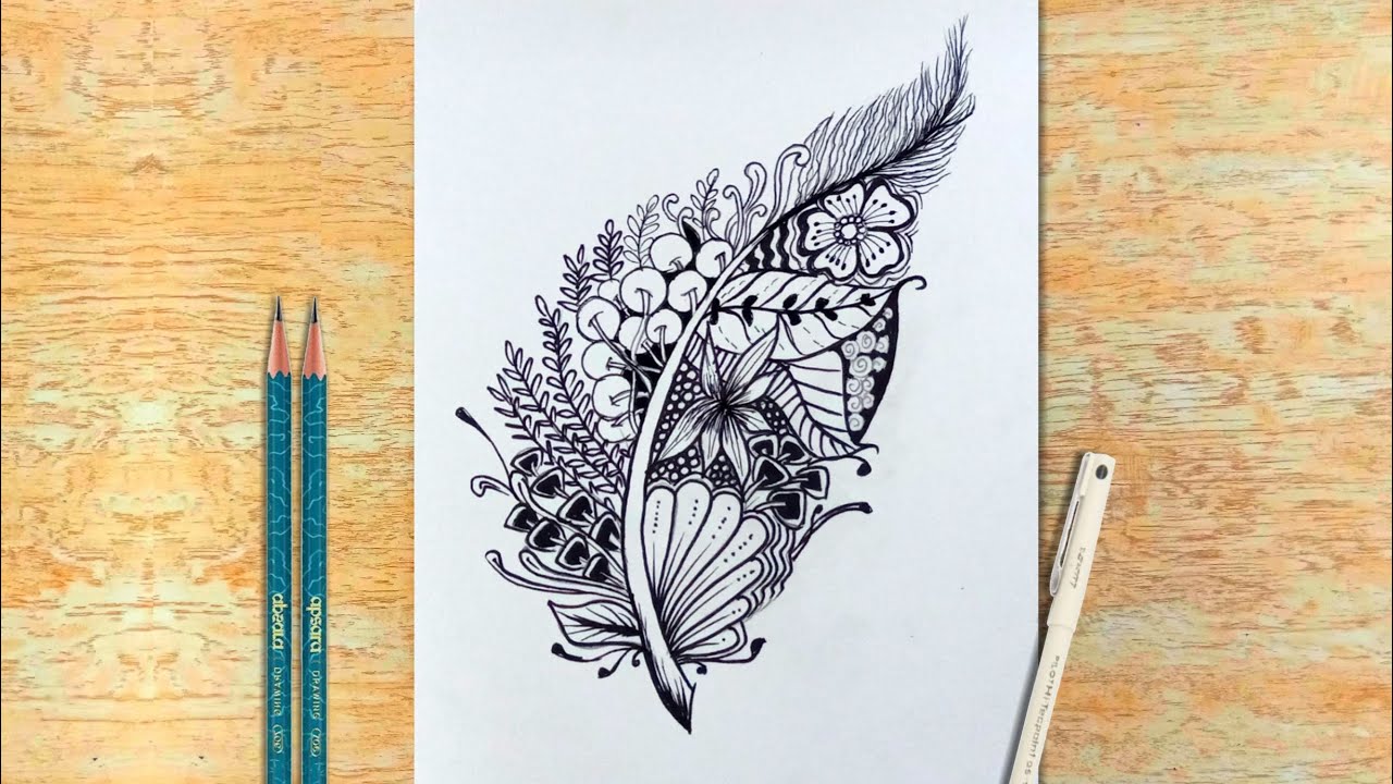 Easy Mandala Art Drawing for Beginners | How to Draw a Feather by ...