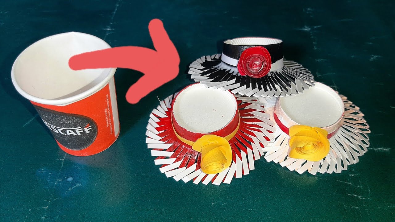 Diy hat 👒 making ideas from paper cup. how to make hat with paper cup ...