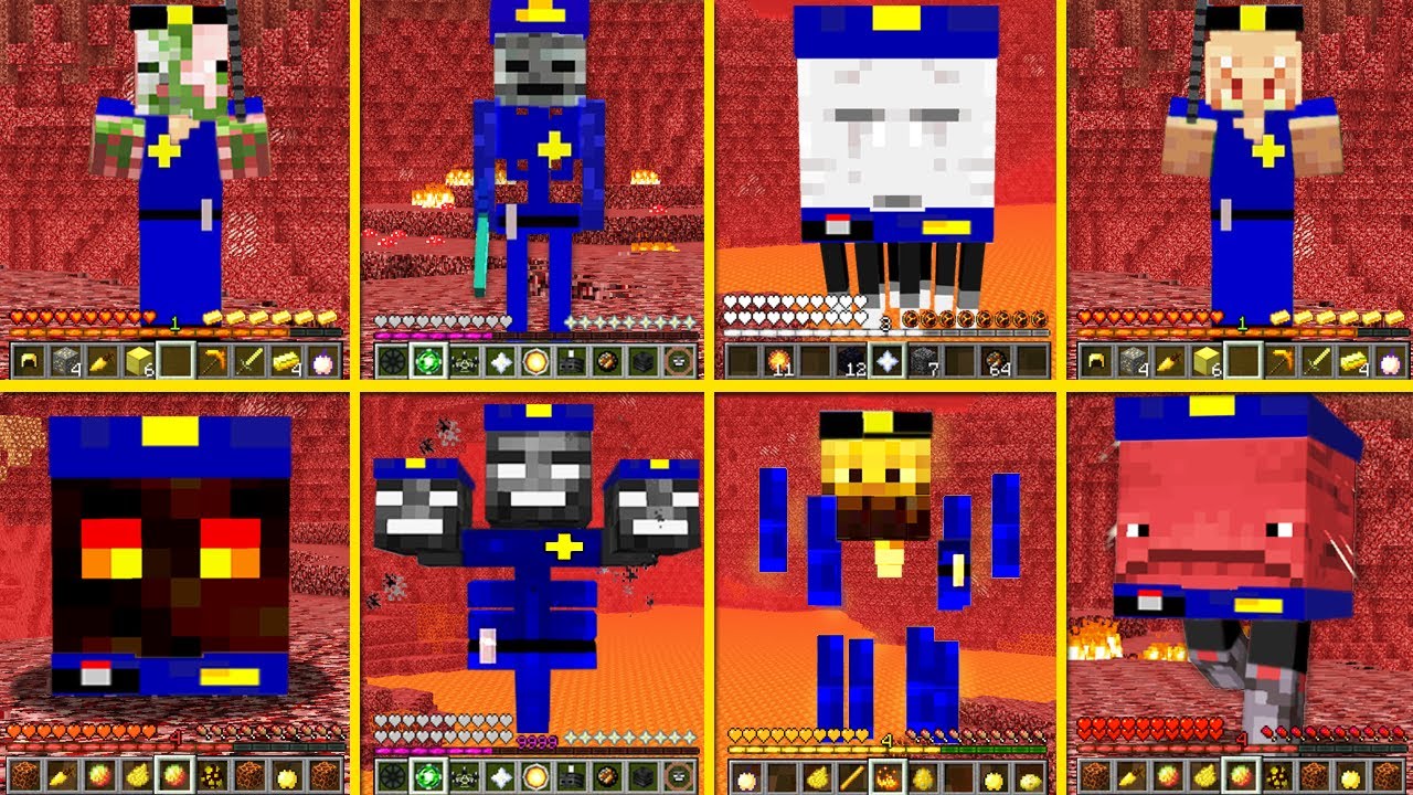 Minecraft Nether Mobs Became Police ! MONSTER SCHOOL Battle in my craft ...
