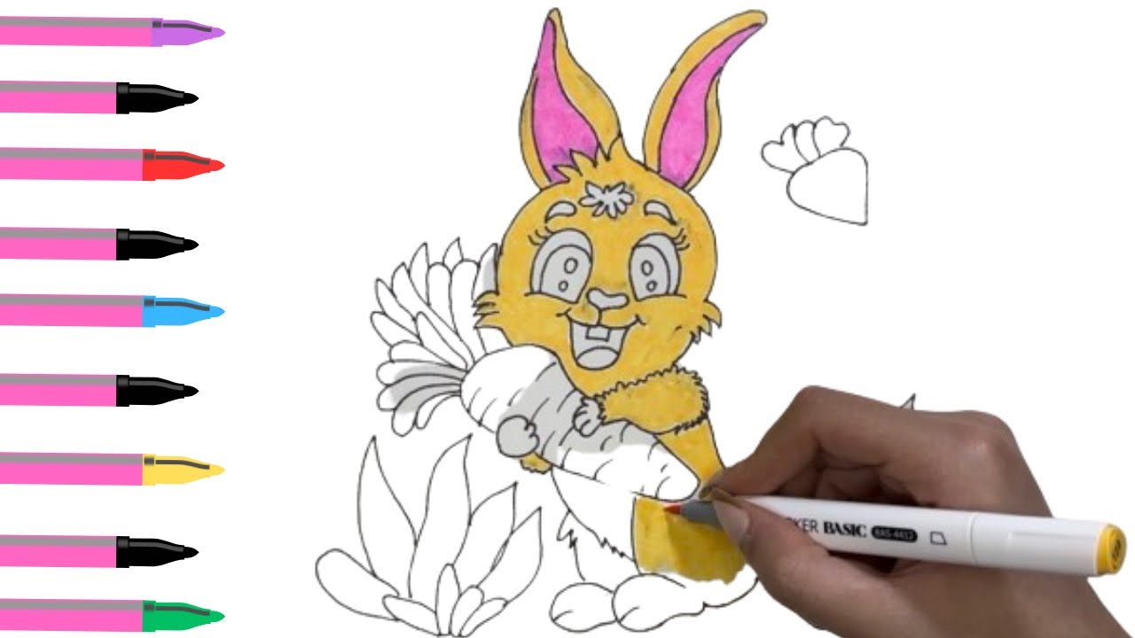 Drawing rabbit gluttonous for kids | coloring rabbit | how to draw ...