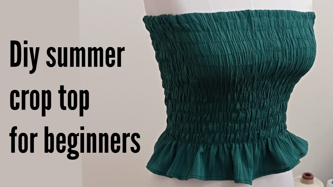 How to sew crop top with 2 measurement/shirred top cutting and ...